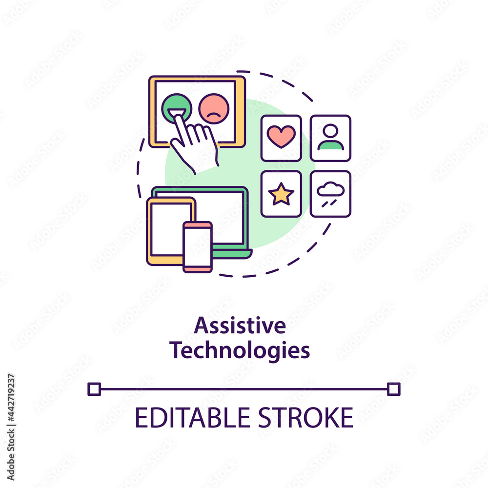 Assistive technologies concept icon. Autistic behavior treatment ...