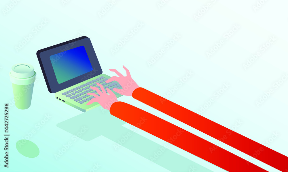 Isometric 3d vector illustration of a programmer coding on a notepad ...