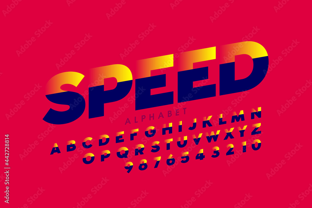 Speed style sport font, alphabet letters and numbers vector ...