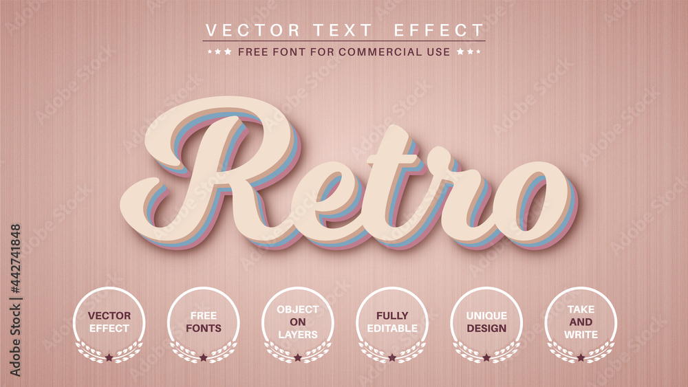 Retro - edit text effect, font style Stock Vector | Adobe Stock
