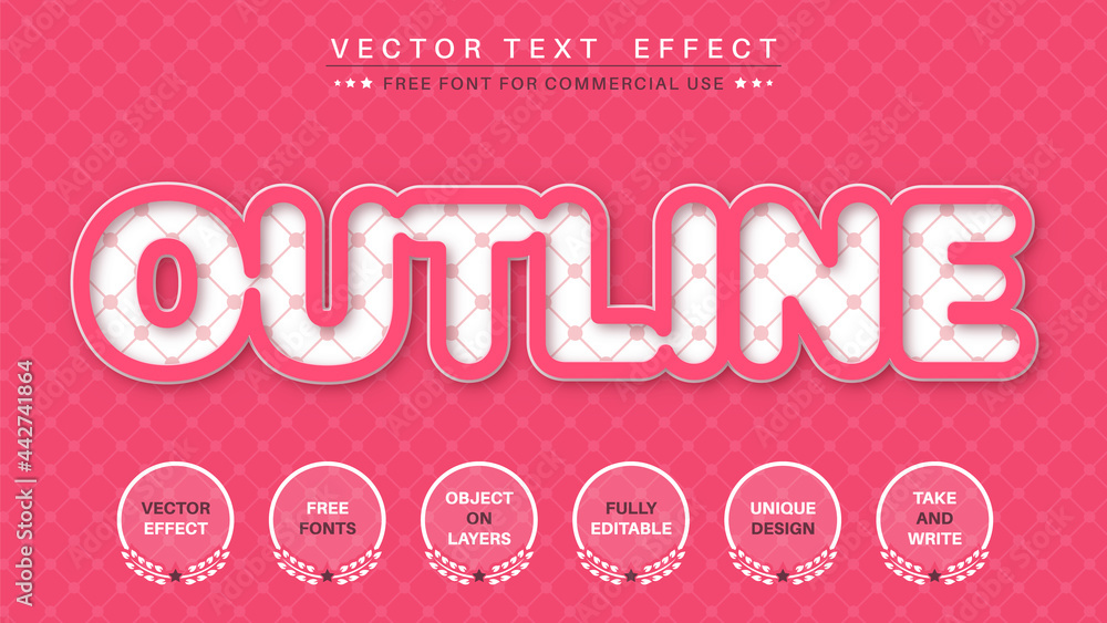 Outline - edit text effect, font style Stock Vector | Adobe Stock