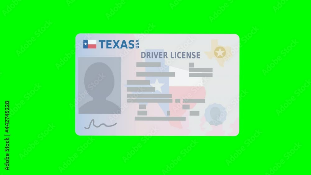 A hand presents a Texas driver's license and places it in the center of ...