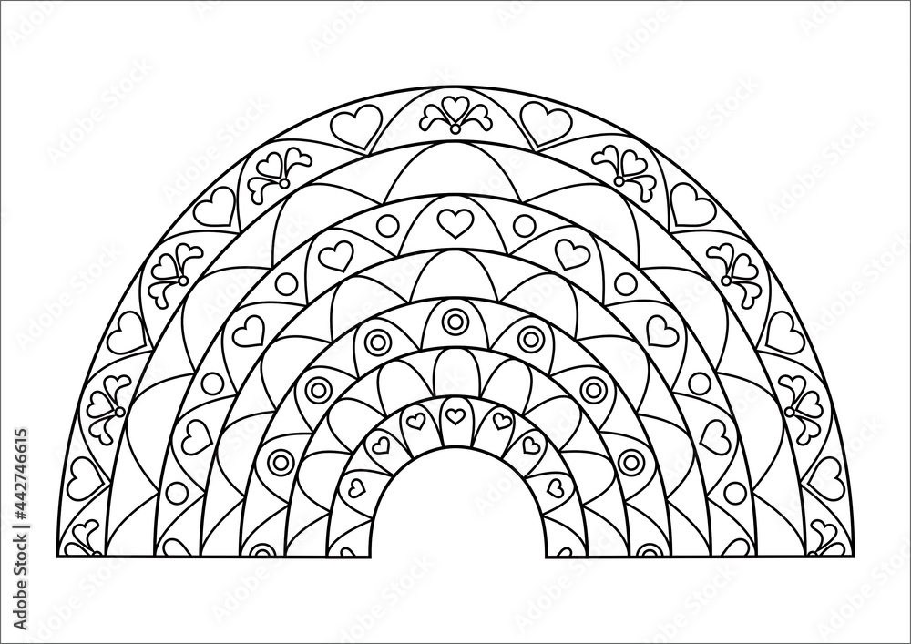 rainbow coloring page, coloring for kids, coloring for adults, coloring ...
