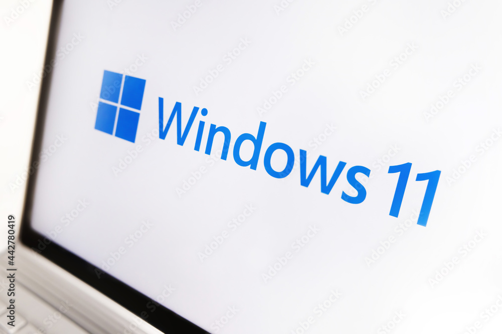 View of The New Microsoft Windows 11 Logo on Computer Screen Stock ...