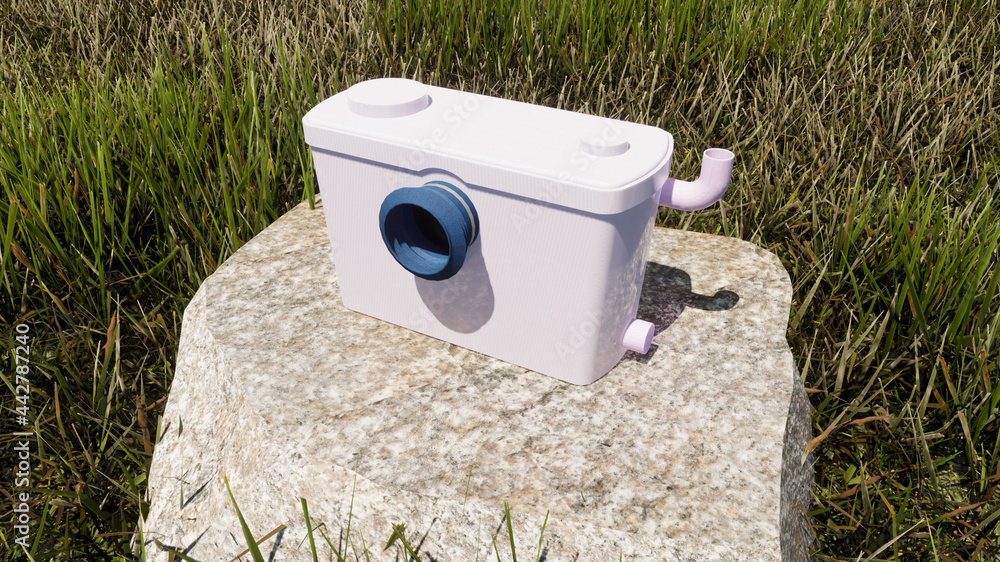 Toilet Pump Shredder. Rendered in 3D. A waste shredder, and sewer ...