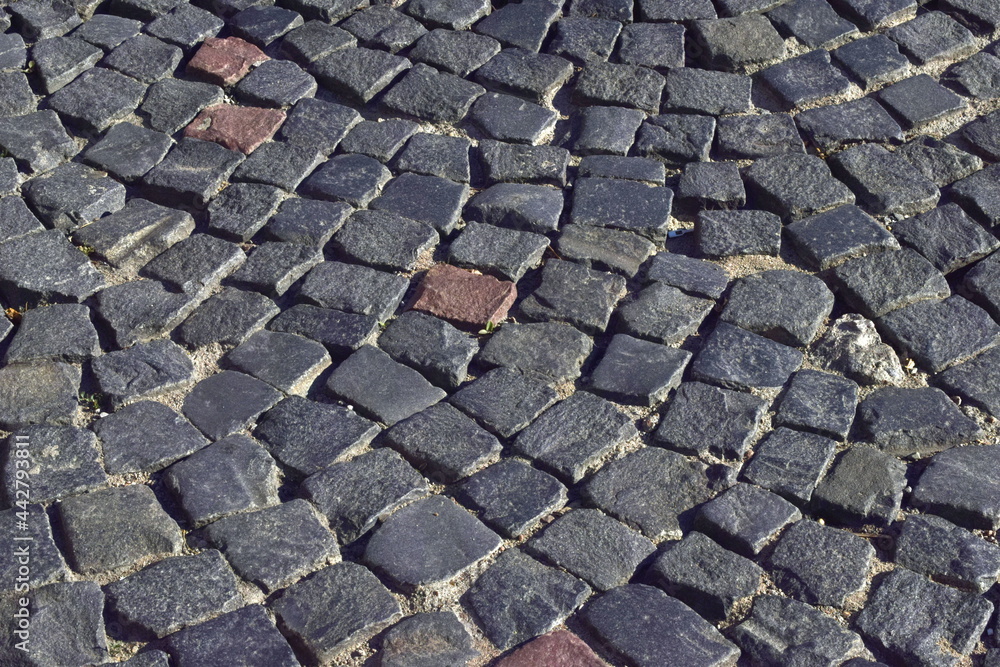 cobblestone pavement, old diabase stone Stock Photo | Adobe Stock