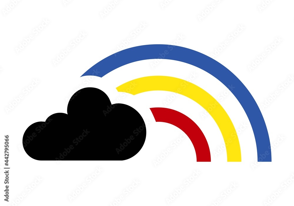 Arco iris en rojo, amarillo y azul que sale de un nubarrón negro. Esperanza Stock Vector | Adobe ...