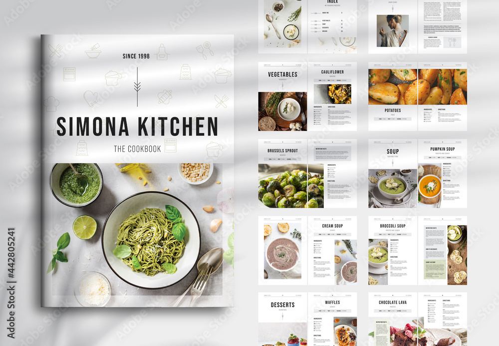Cookbook Layout Stock Template | Adobe Stock