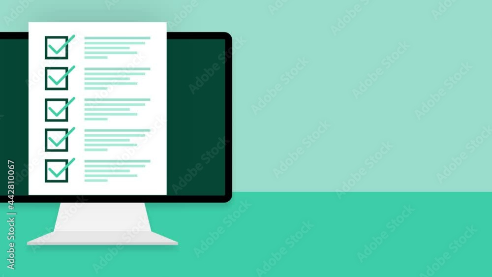 Online exam on green background. Motion graphics. Stock Video | Adobe Stock