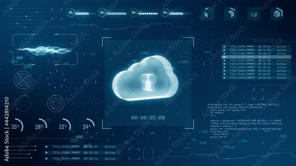 Motion graphic of Blue digital 3D cloud computing logo with head up ...