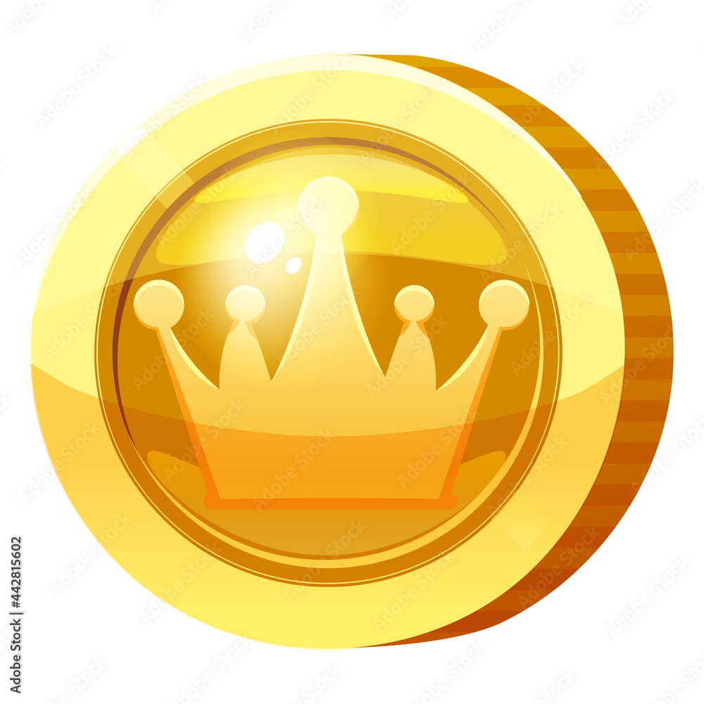 Gold Medal Coin Heart symbol. Golden token for games, user interface ...