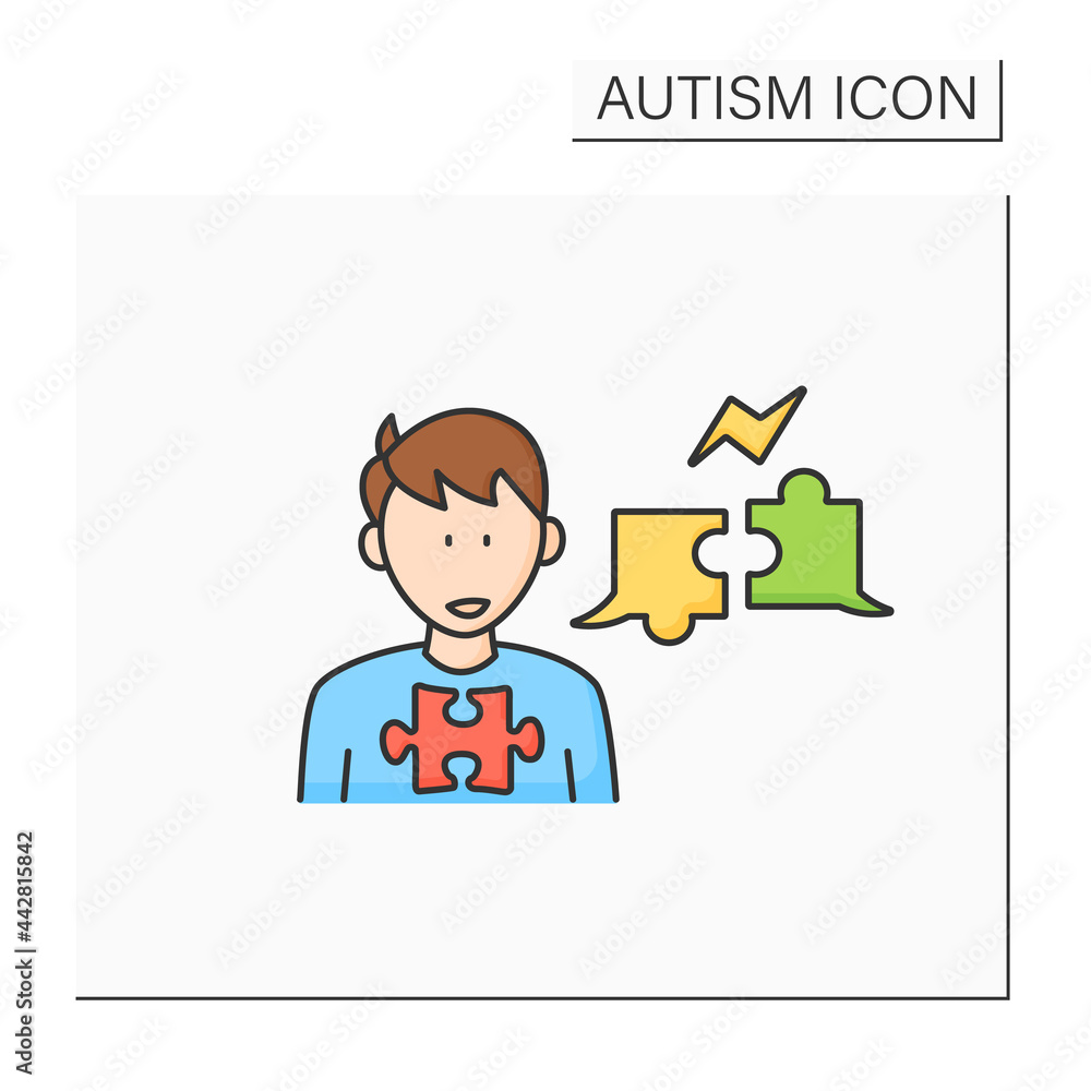 Neurodevelopmental disorder color icon.Problems with two way ...