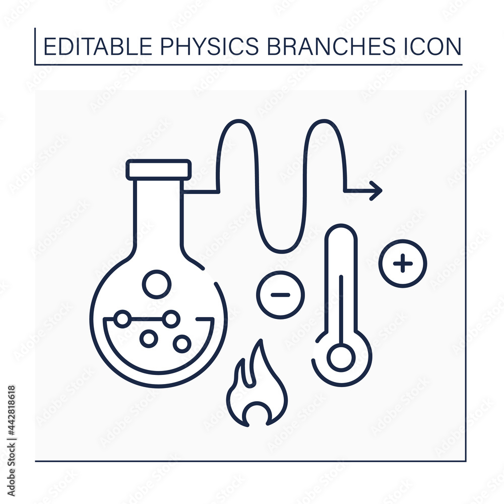 Thermodynamics line icon.Heat and temperature, relation to energy ...