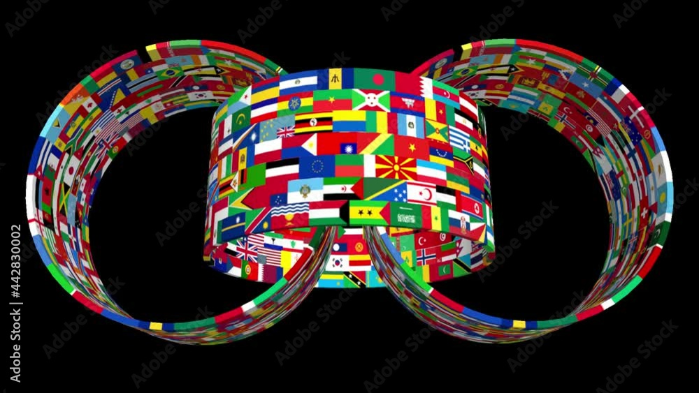 3D animated rotating flags of all countries of the world. All flags of ...