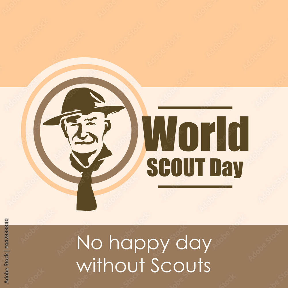 word scouts day poster, silhouette of a man vector illustrations Stock ...