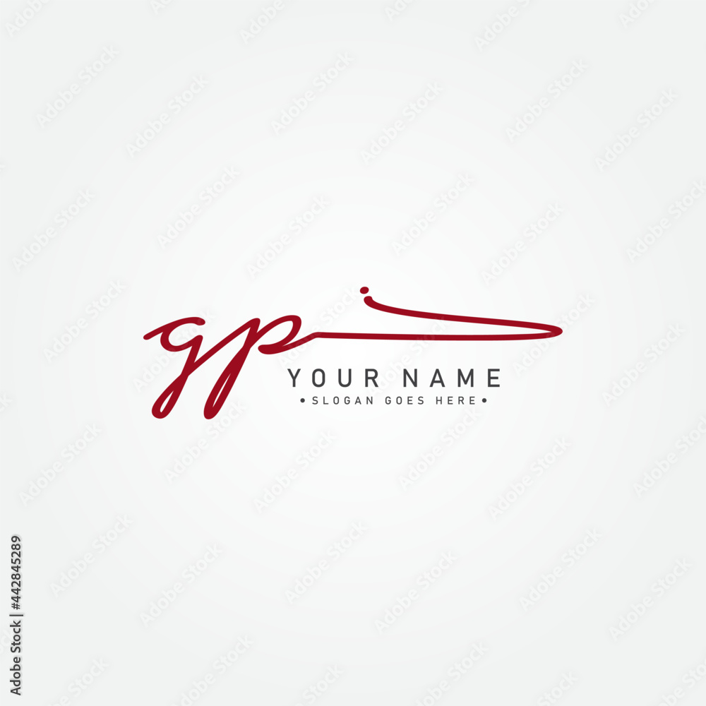 Initial Letter GP Logo - Hand Drawn Signature Style Logo Stock Vector ...