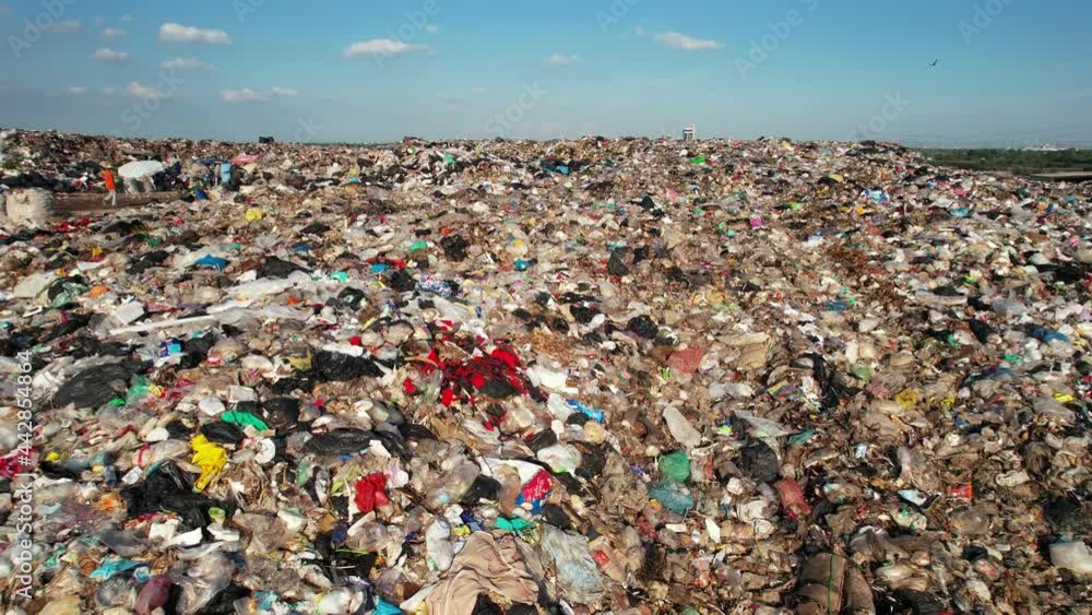 Garbage dump from above Aerial. Directly above. Landfill garbage dump ...