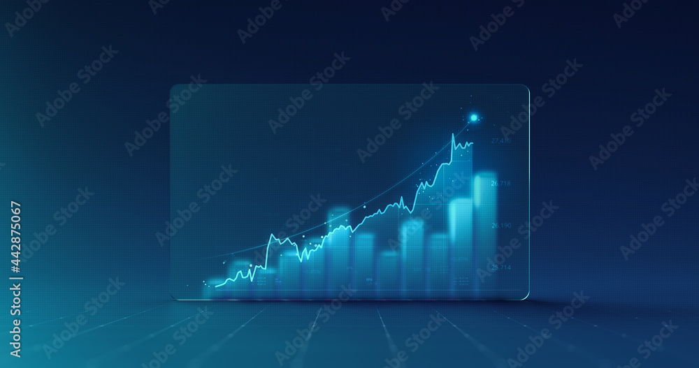 ภาพประกอบสต็อก Chart of business data graph diagram and growth ...