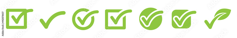 Green check mark icon vector. Green tick symbol in square and circle ...