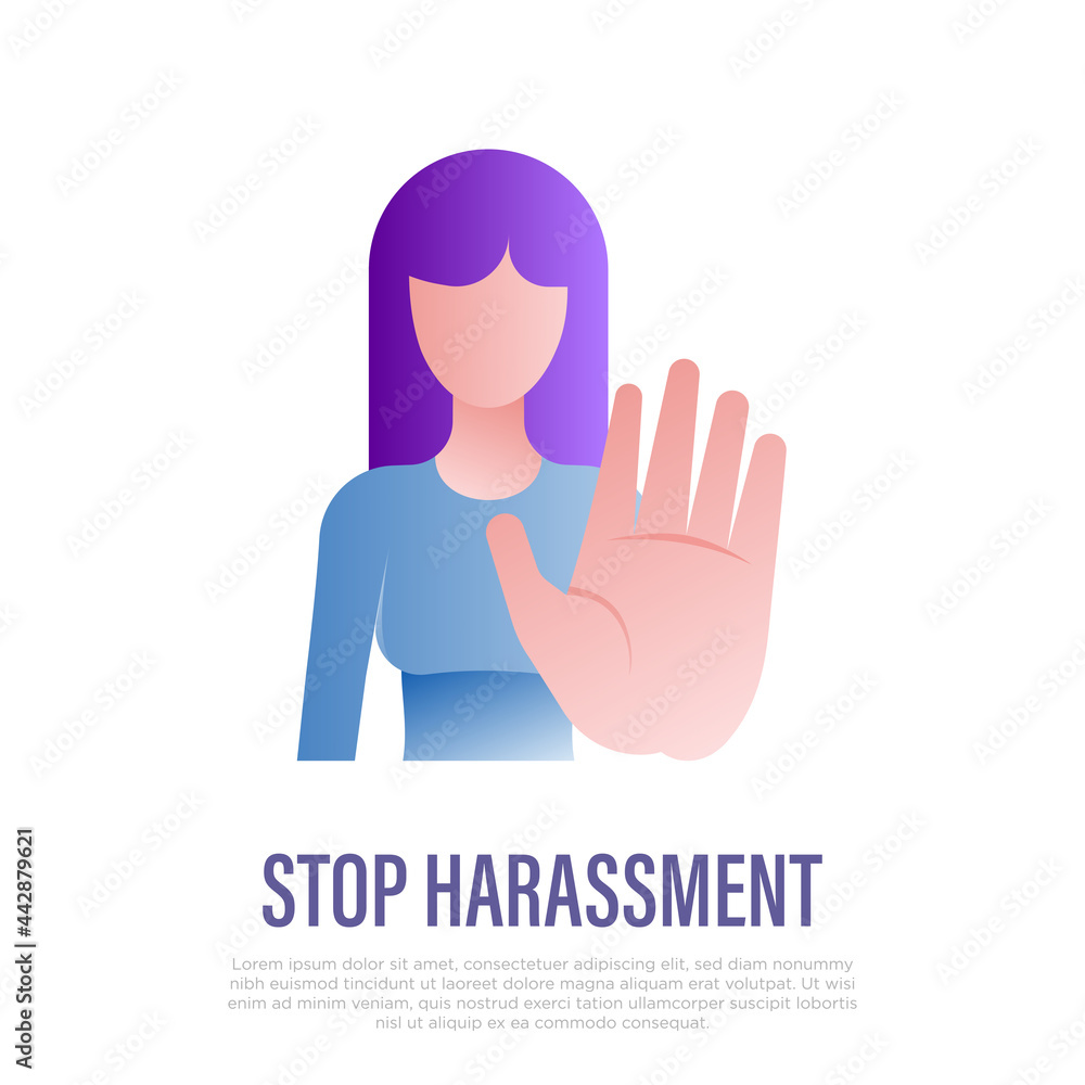 Stop harassment gradient icon. Abuse, victim of sexual violence. Vector ...