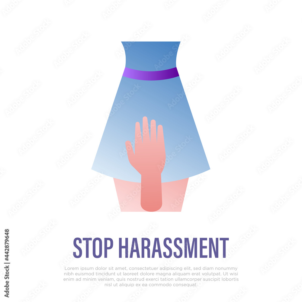 Sexual harassment gradient icon. Man hand touching female buttocks ...