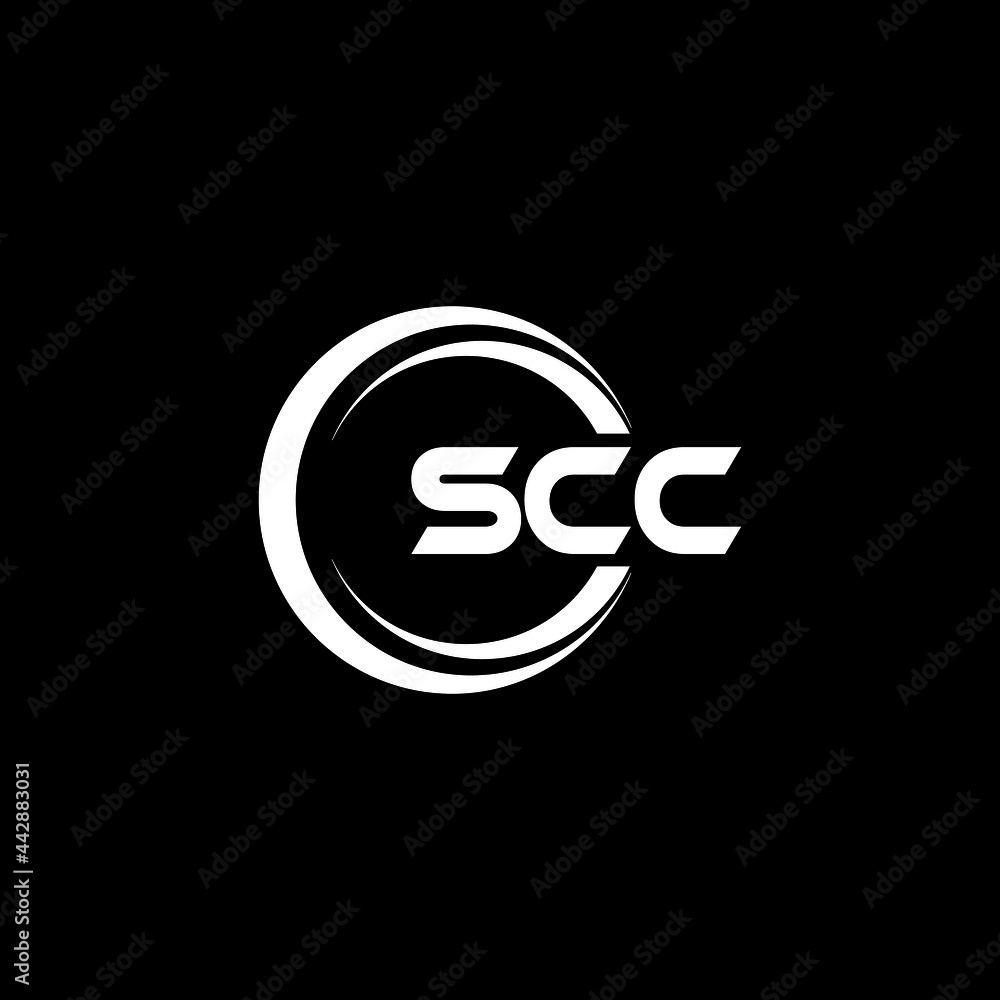 Vecteur Stock SCC letter logo design with black background in ...