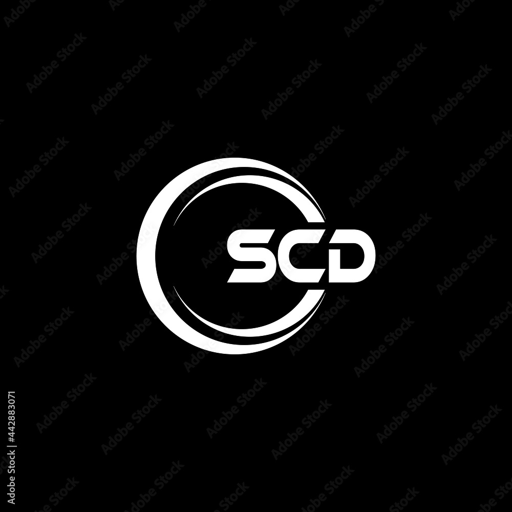 SCD letter logo design with black background in illustrator, vector ...
