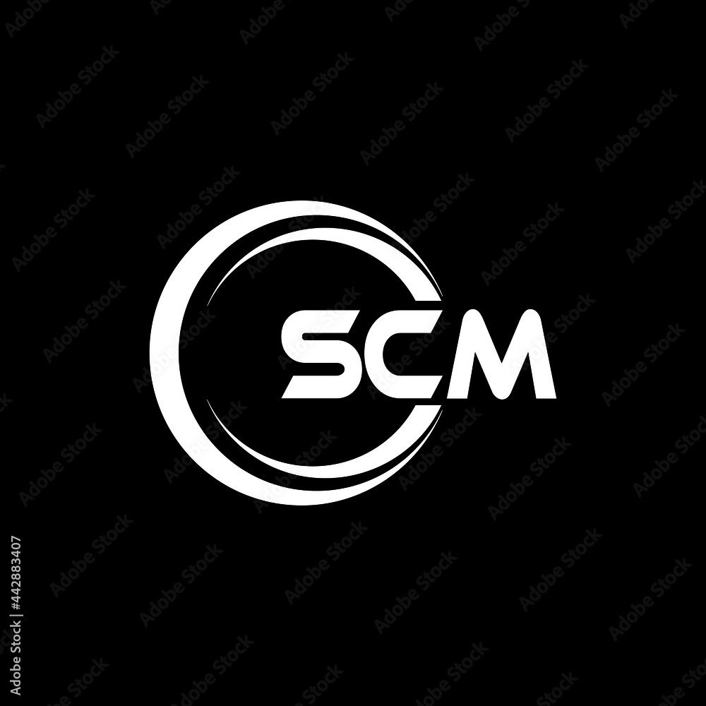 SCM letter logo design with black background in illustrator, vector ...