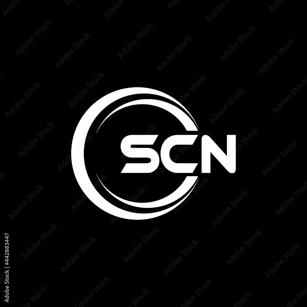 SCN letter logo design with black background in illustrator, vector ...