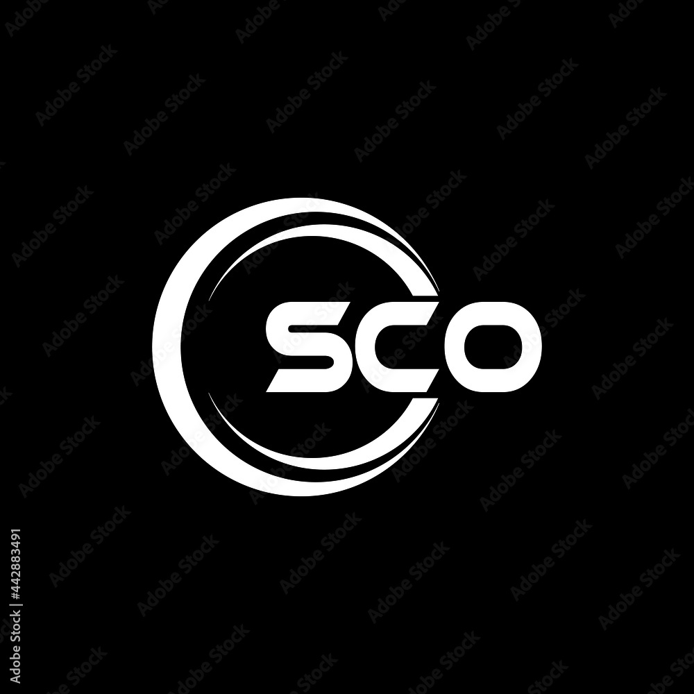 SCO letter logo design with black background in illustrator, vector ...