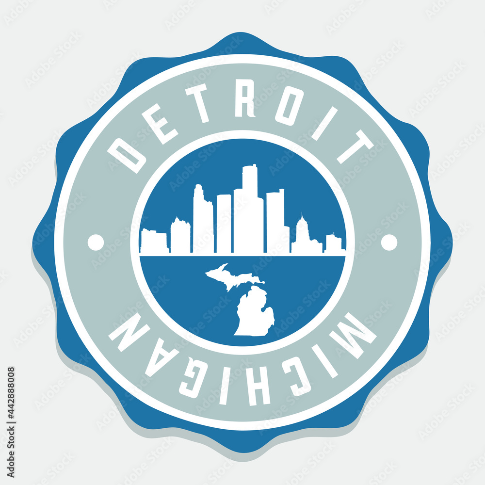 Detroit, MI, USA Badge City Vector Seal. National Symbol Skyline Stamp ...