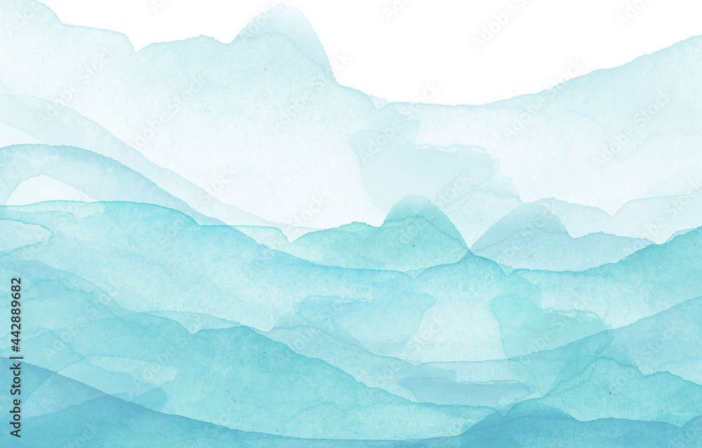 Watercolor line of blue paint, splash, smear, blot, abstraction. Used ...