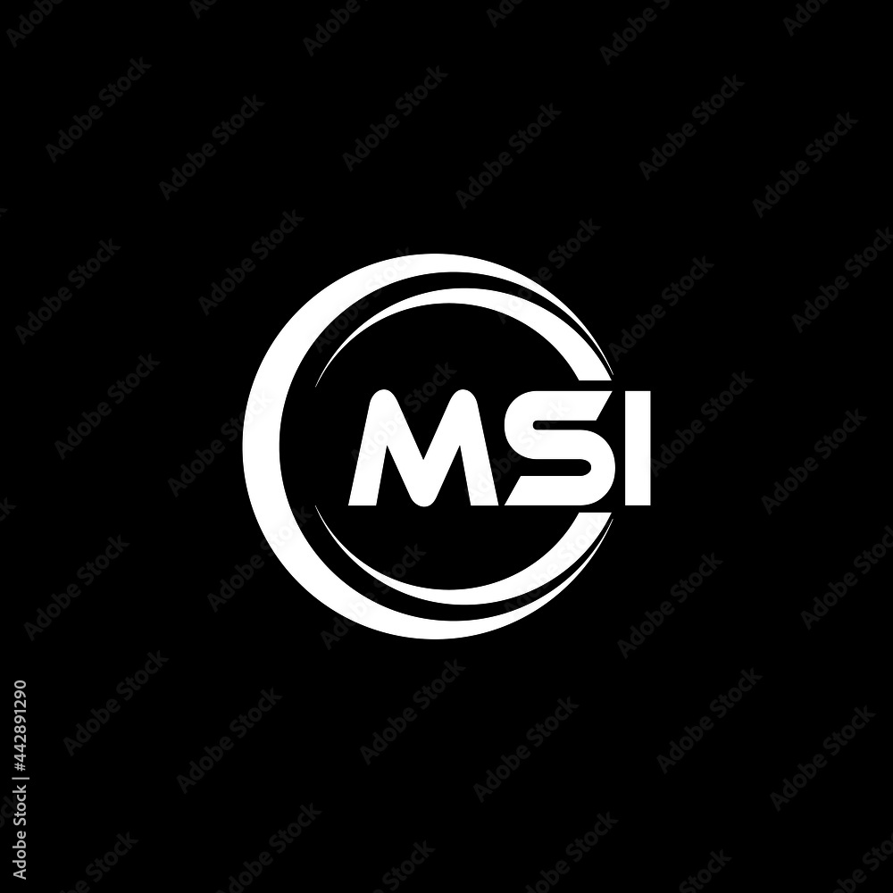 MSI letter logo design with black background in illustrator, vector ...
