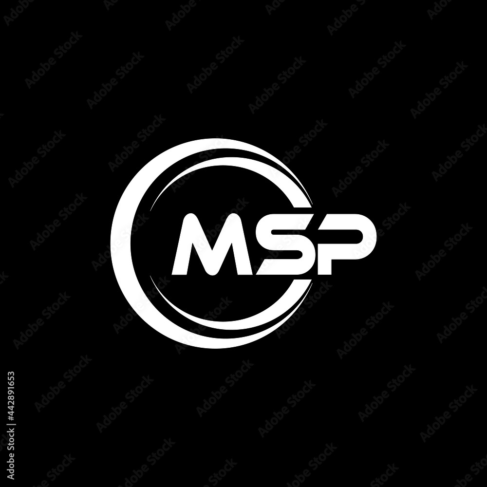 MSP letter logo design with black background in illustrator, vector ...