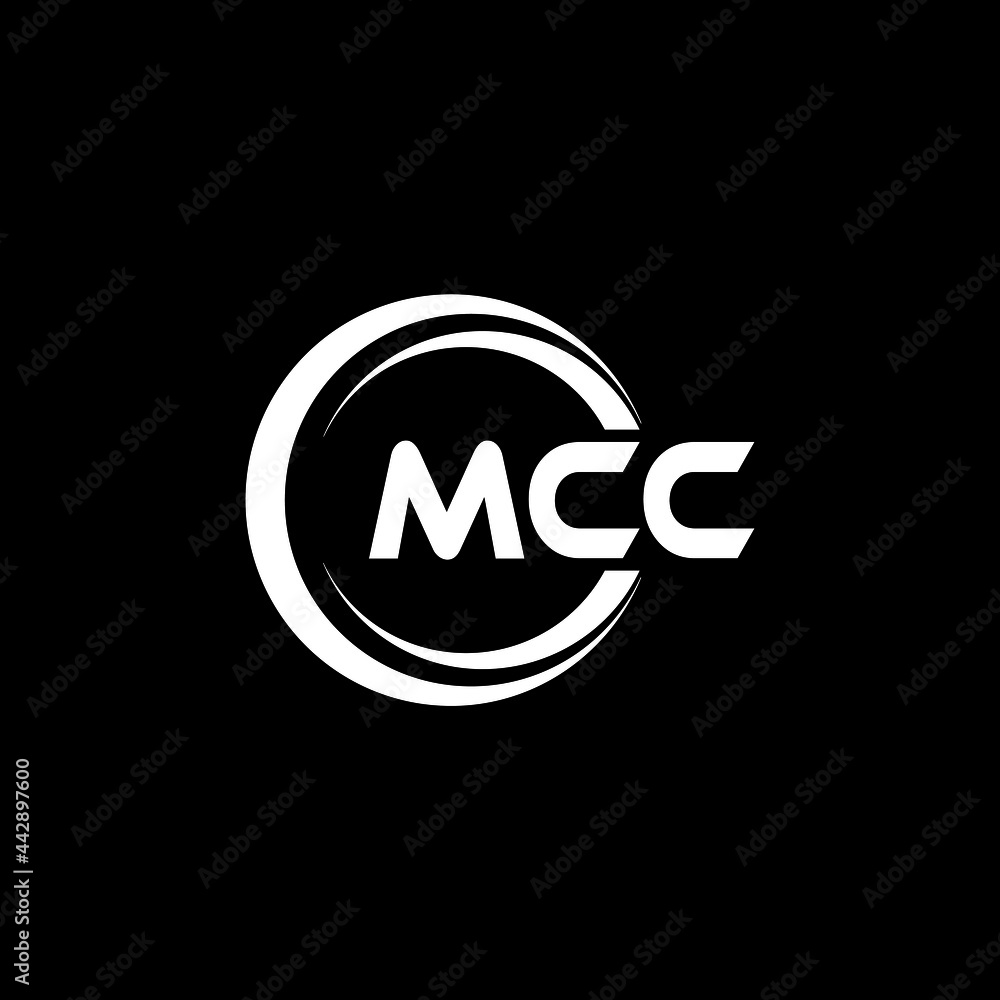 MCC letter logo design with black background in illustrator, vector ...