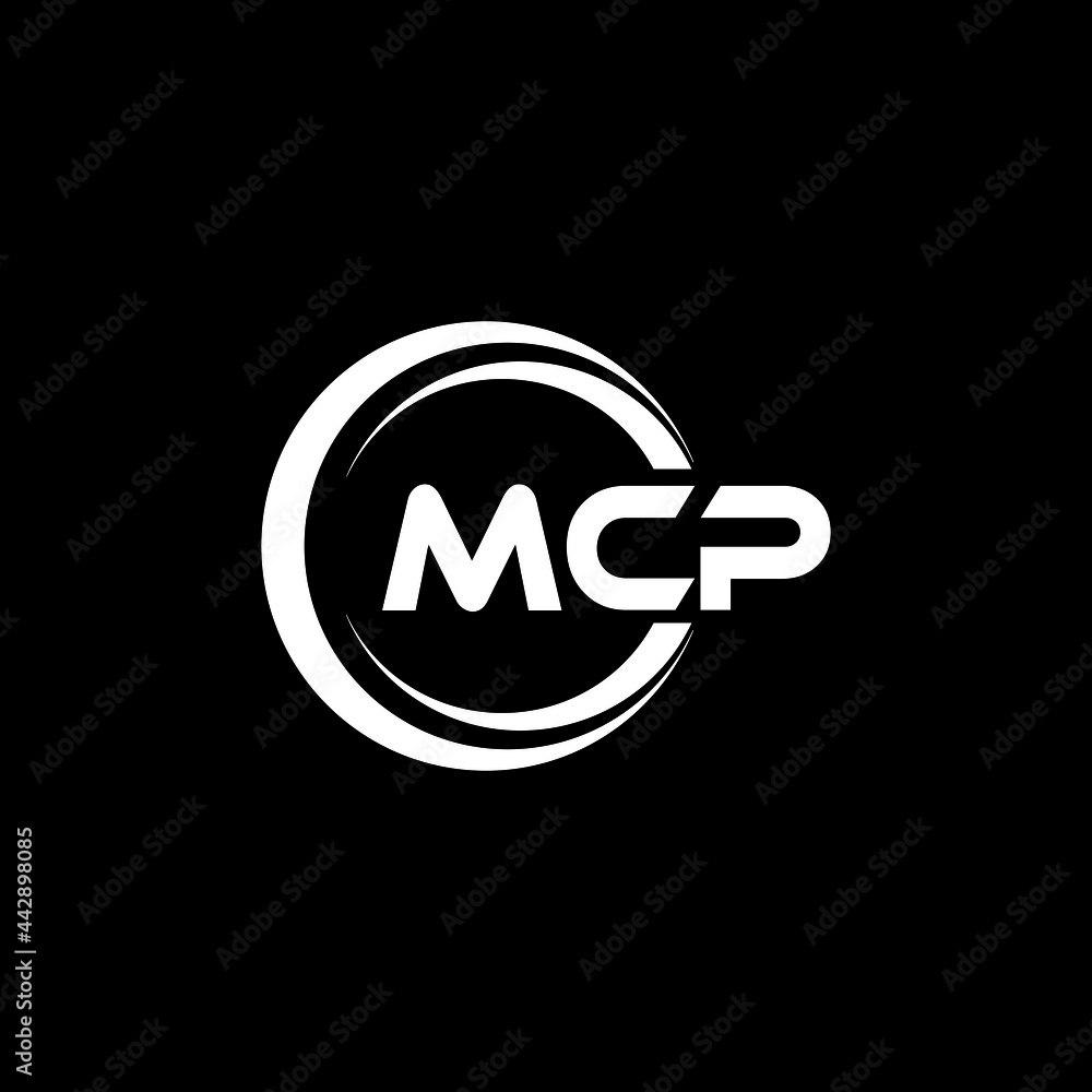 Vecteur Stock MCP letter logo design with black background in ...