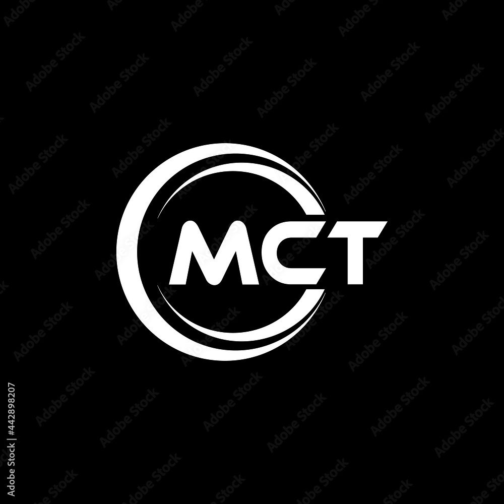 MCT letter logo design with black background in illustrator, vector ...