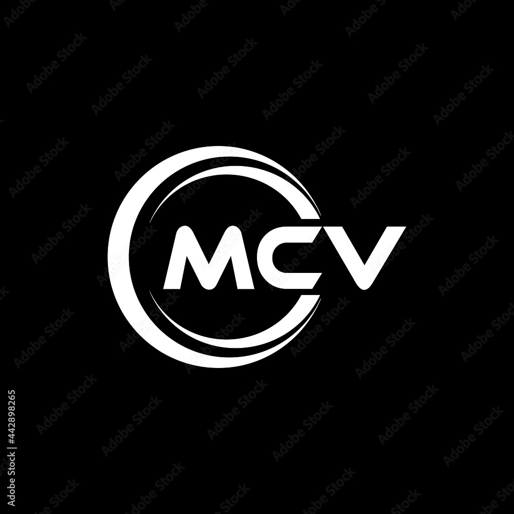 MCV letter logo design with black background in illustrator, vector ...