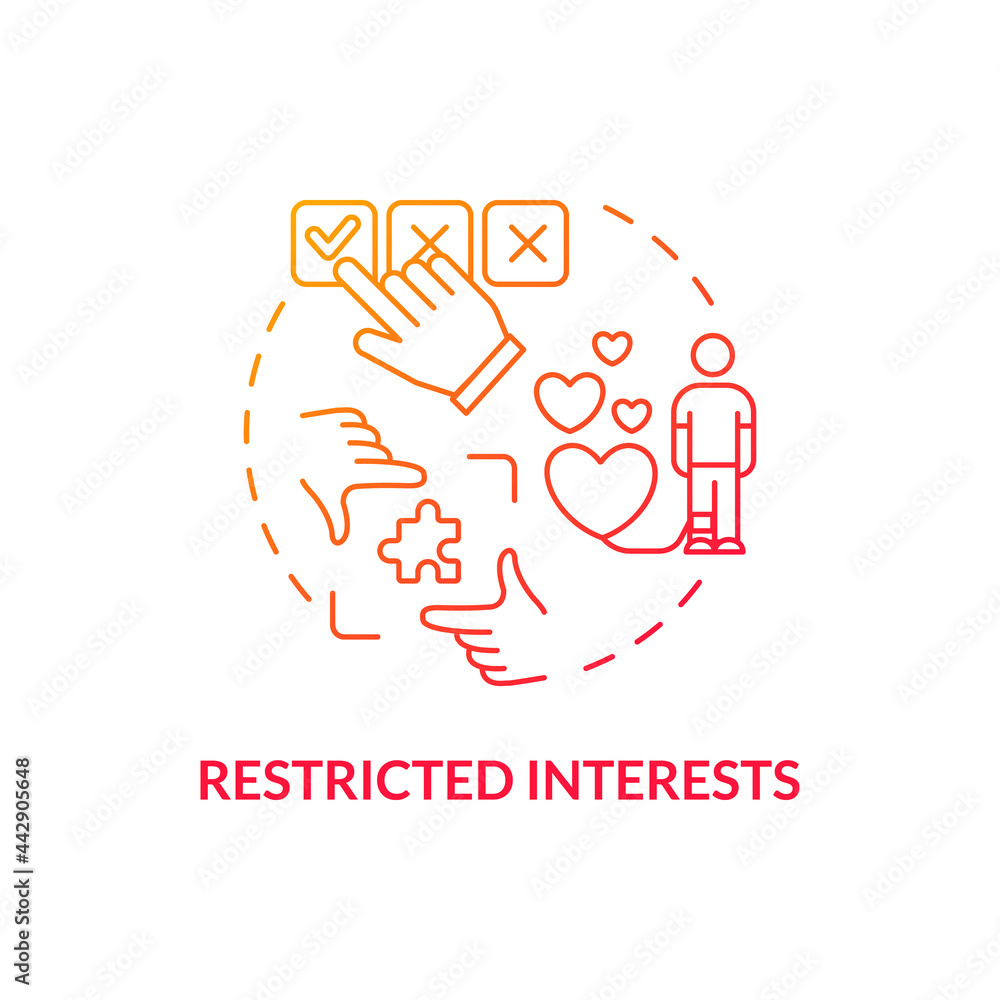 Restricted interests concept icon. Autism symptom abstract idea thin ...