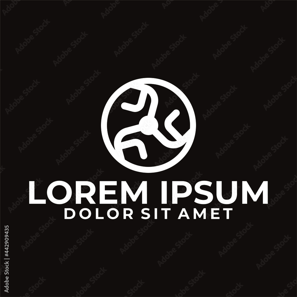 Initial letter triple Y, Y3 or 3Y logo template with geometric triskele ...