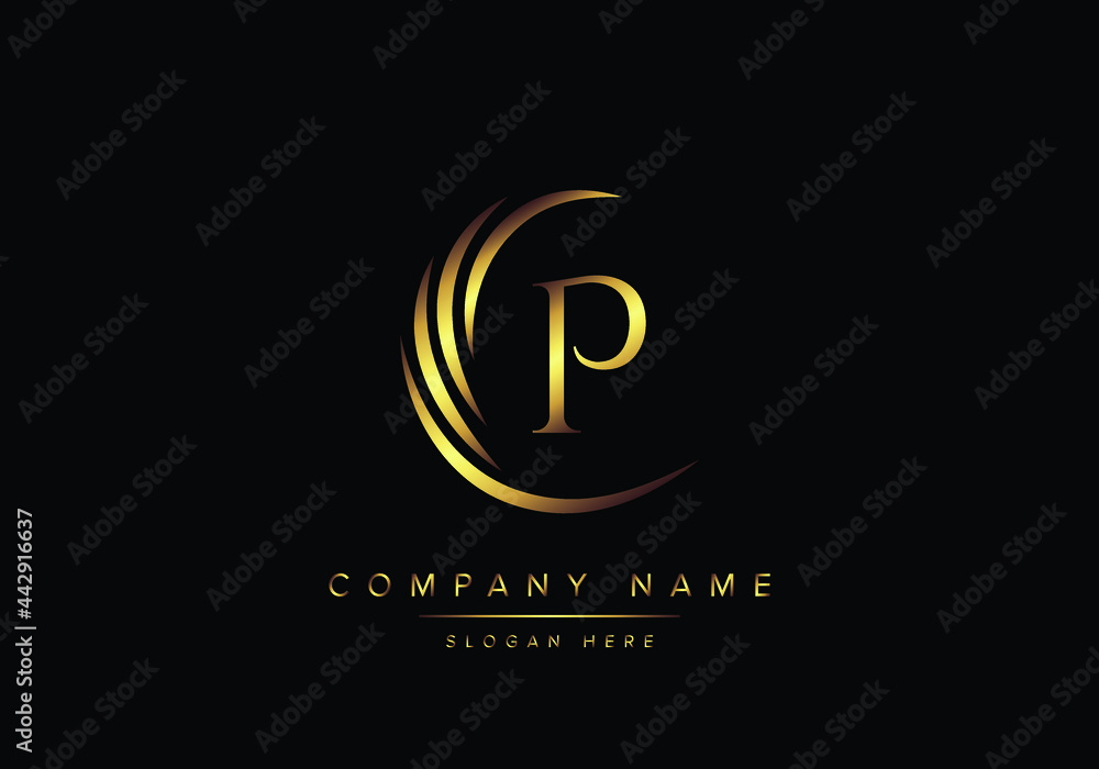 alphabet letter P monogram logo, gold color elegant classical Stock ...