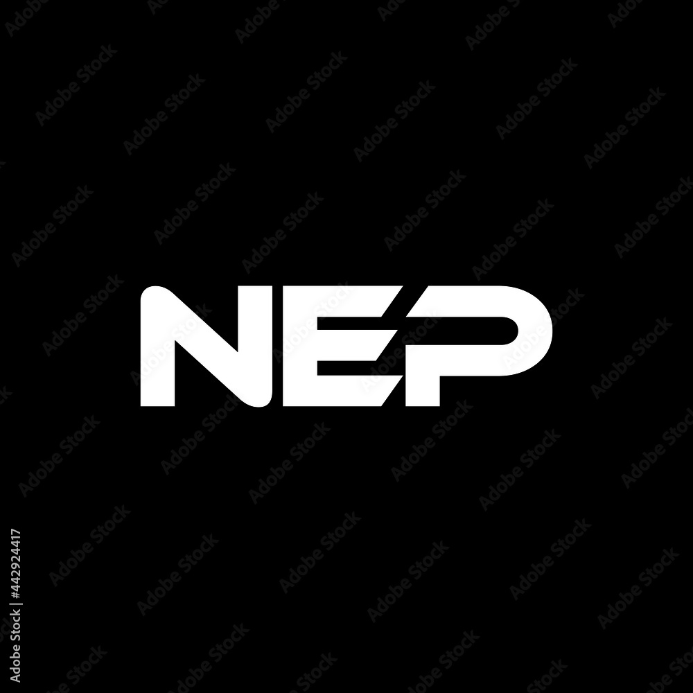 Vecteur Stock NEP letter logo design with black background in ...