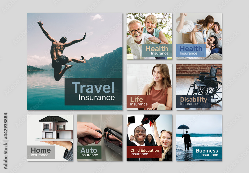 Insurance Layout with Editable Text Stock Template | Adobe Stock