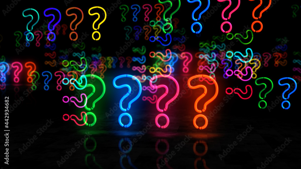 Question mark neon light 3d illustration Stock Illustration | Adobe Stock