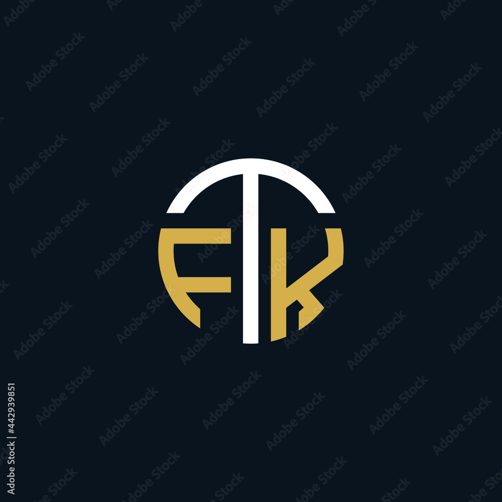 FTK letter logo design on black background.FTK creative initials letter ...