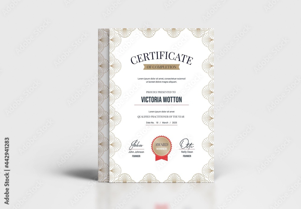 Classic Certificate with Golden Frame for Illustration in Portrait A4 ...