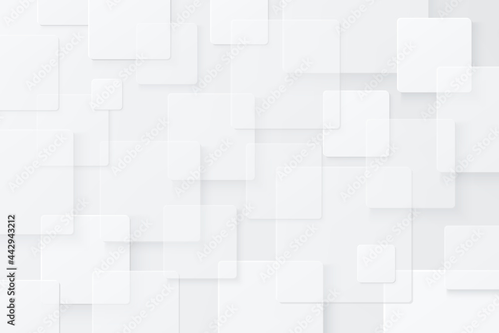 Abstract white and light grey geometric square overlapped pattern on ...