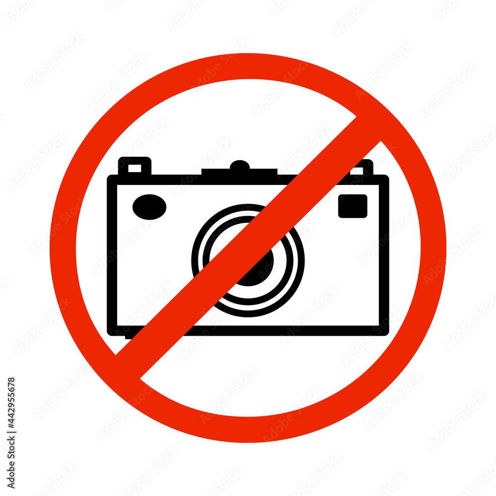 Prohibition sign No photography isolated on white background. Camera ...