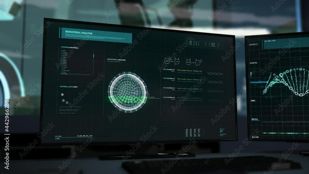 Modern Dna Research Software is used at Medical Laboratory. Dna research software is analyzing ...