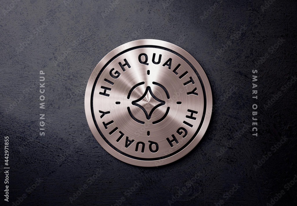 Polished Steel Wall Sign Logo Mockup Stock Template | Adobe Stock